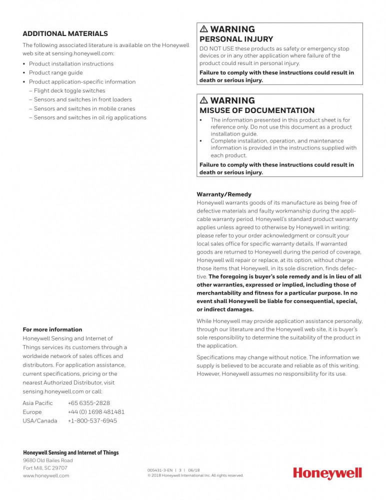Honeywell TW Series datasheet page 9