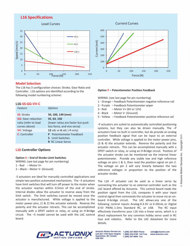 Actuonix L16 datasheet page 2