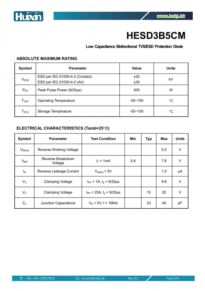 HESD3B5CM datasheet page 2