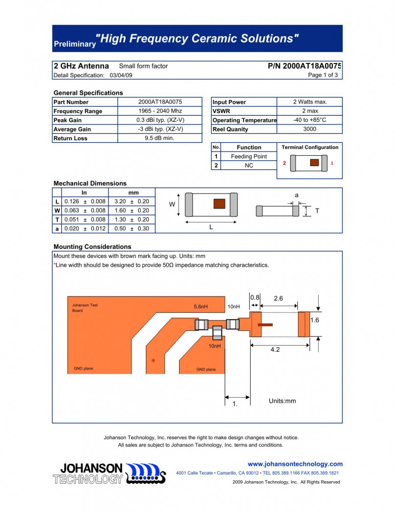 2000AT18A0075001E datasheet page 1