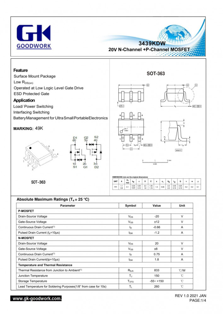 3439KDW-GK datasheet page 1