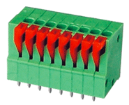 2.54mm Pitch, Eurostyle Fixed-Mount Push-Button Terminal Block, Vertical, 6A, 26-18 AWG, Green, 5 Circuits for sale