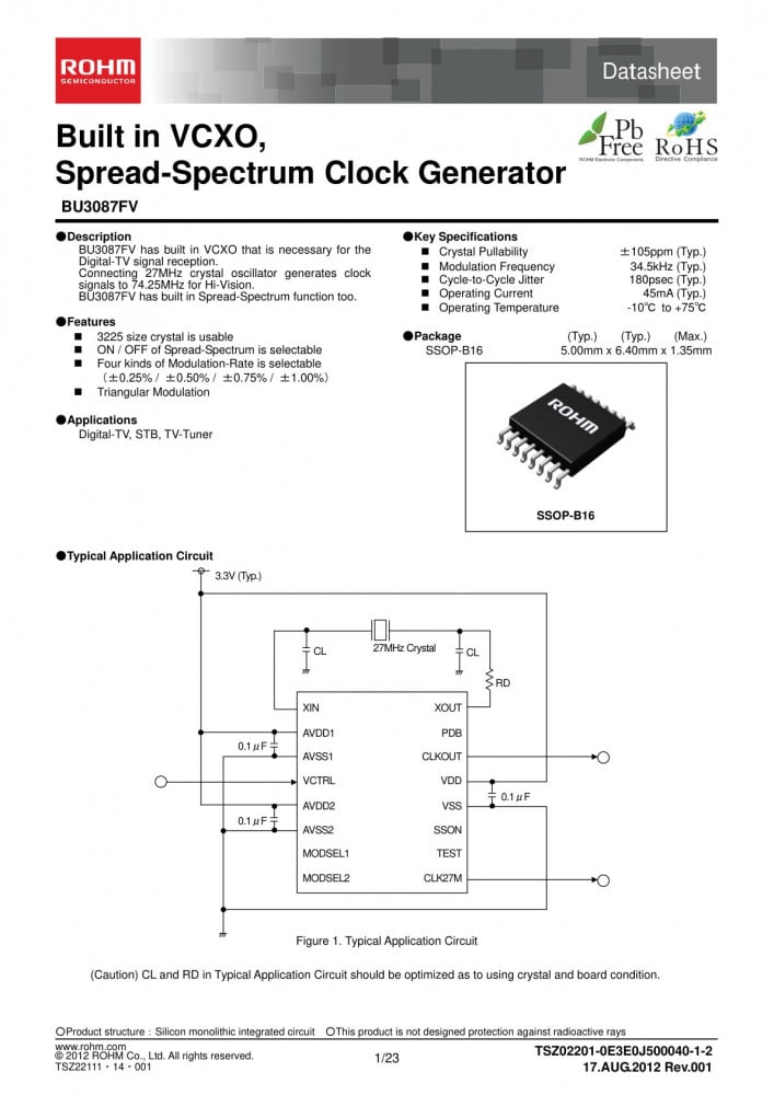 BU3087FV-E2 technical document page 1