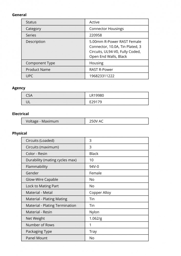 Product document image 2 for MOLEX 2209581001
