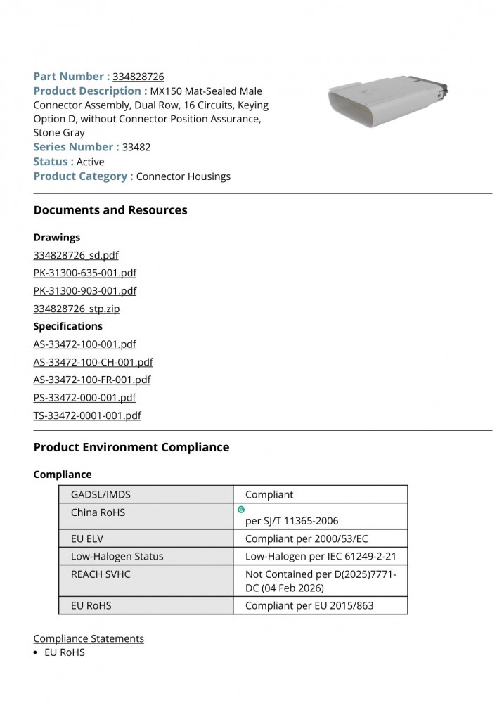 MOLEX 334828726 technical document image 1