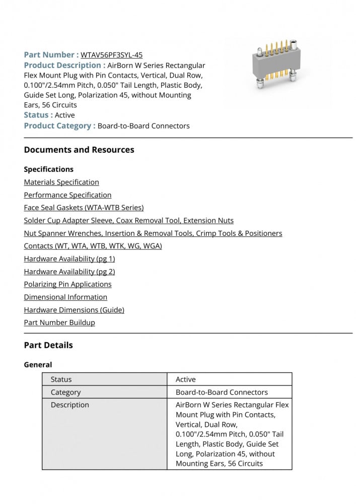 WTAV56PF3SYL-45 technical document page 1