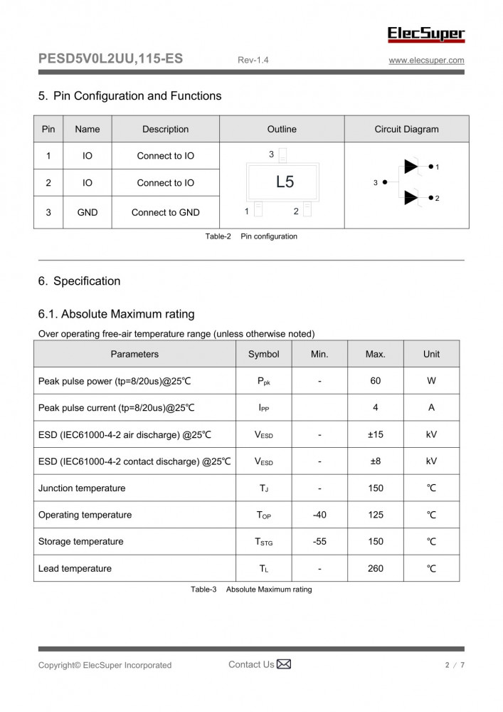 PESD5V0L2UU,115-ES datasheet page 2