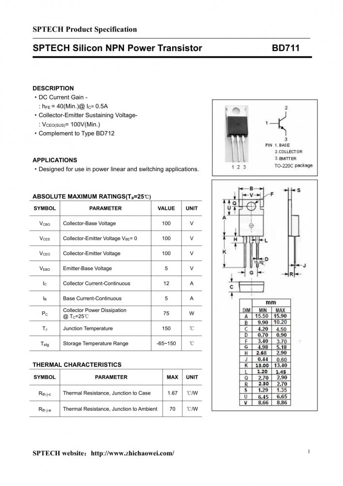 BD711 SPTECH datasheet page 1