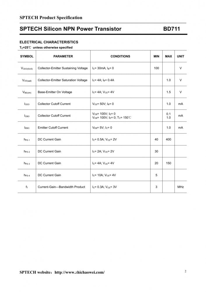 BD711 SPTECH datasheet page 2