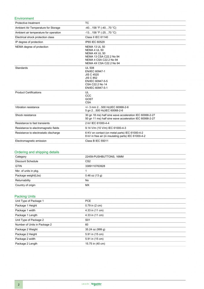 XB6AF3B1B technical document page 2