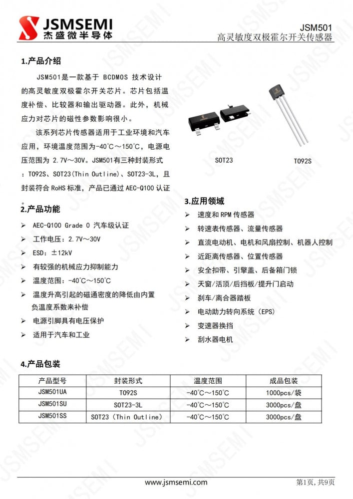 JSM501 datasheet page 1