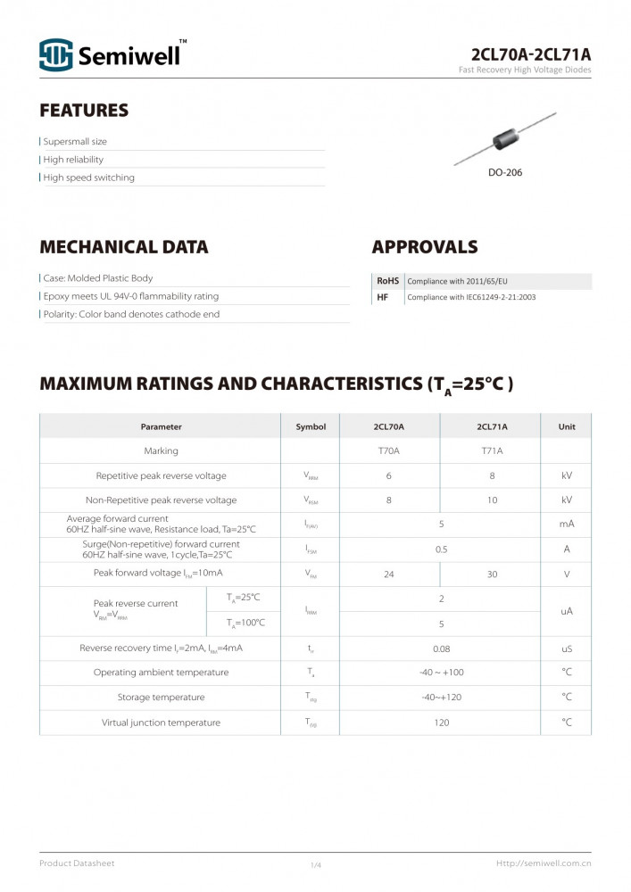 2CL70A datasheet page 1
