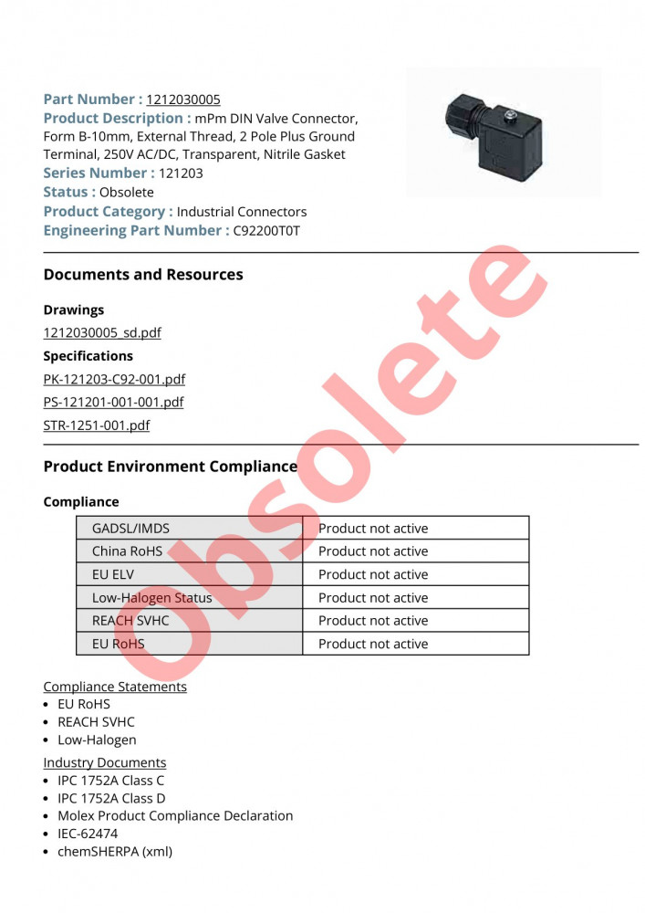 DIN valve connector specification page 1