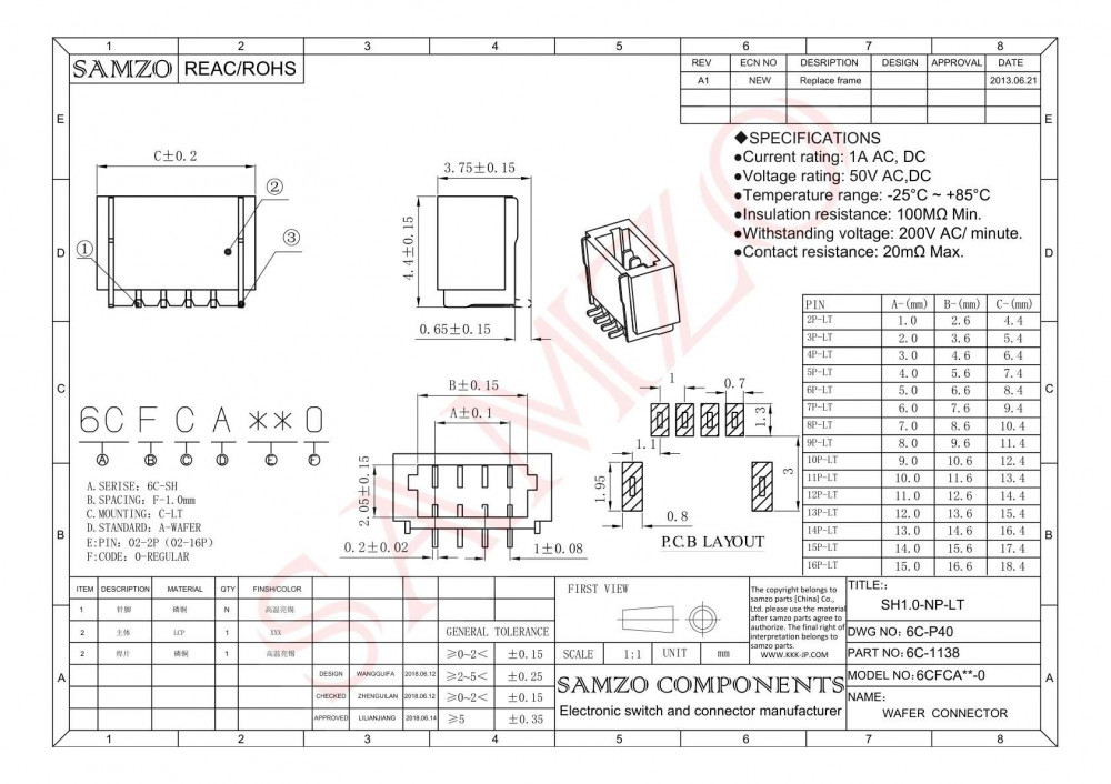 SAMZO 6CFCA040 technical drawing