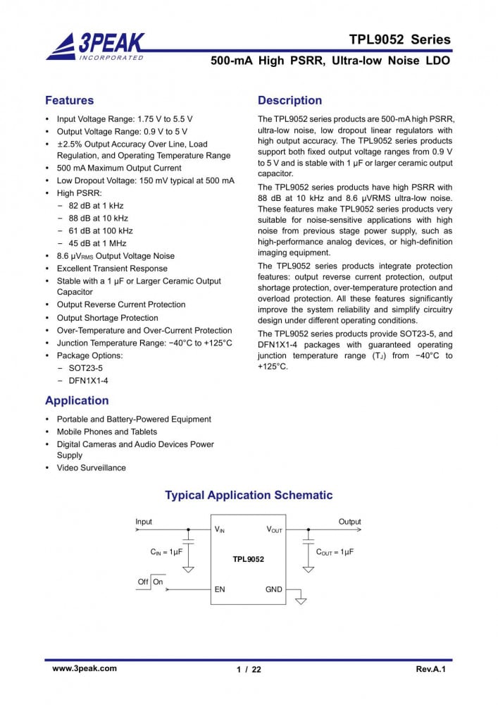 TPL905218-S5TR datasheet page 1