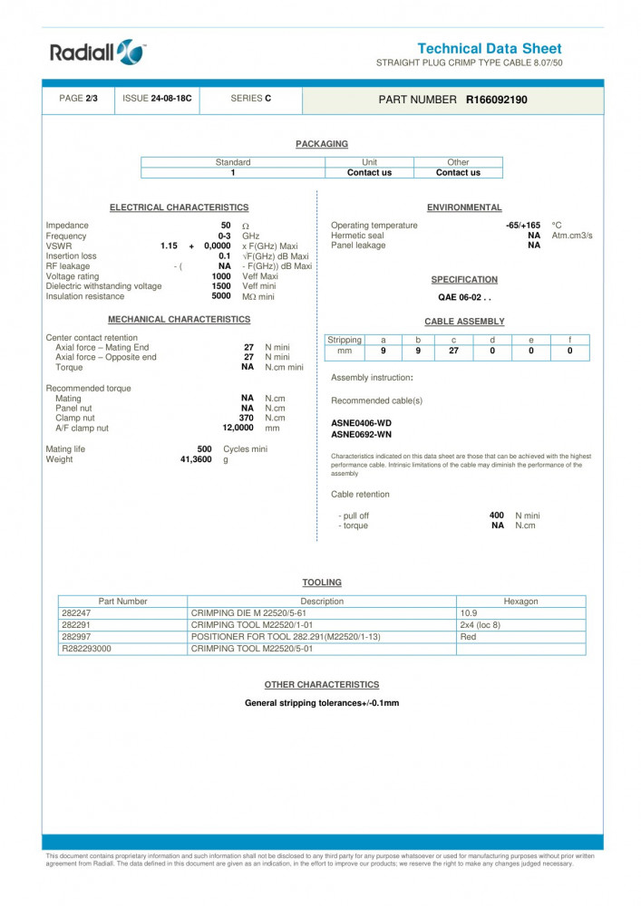 Radiall R166092190 datasheet page 2