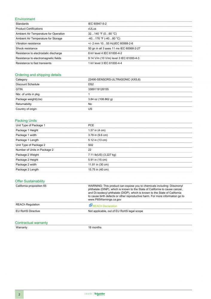 XXV18B1PBL2 technical document page 2