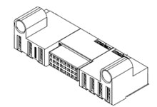 EXTreme Ten60Power Right-Angle Receptacle with Side Guides, 24 Signal Circuits, 6 Power Circuits