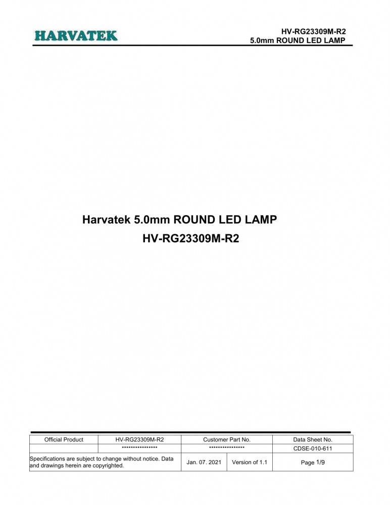 HV-RG23309M-R2 datasheet page 1