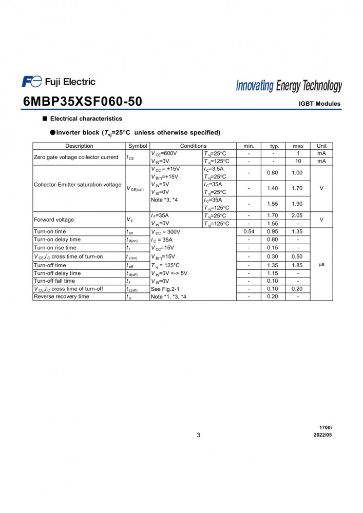 6MBP35XSF060-50 datasheet page 3