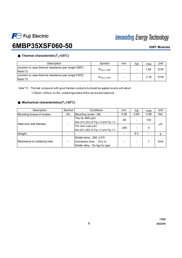 6MBP35XSF060-50 datasheet page 6