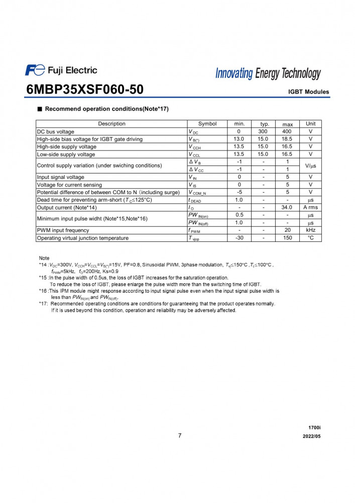 6MBP35XSF060-50 datasheet page 7