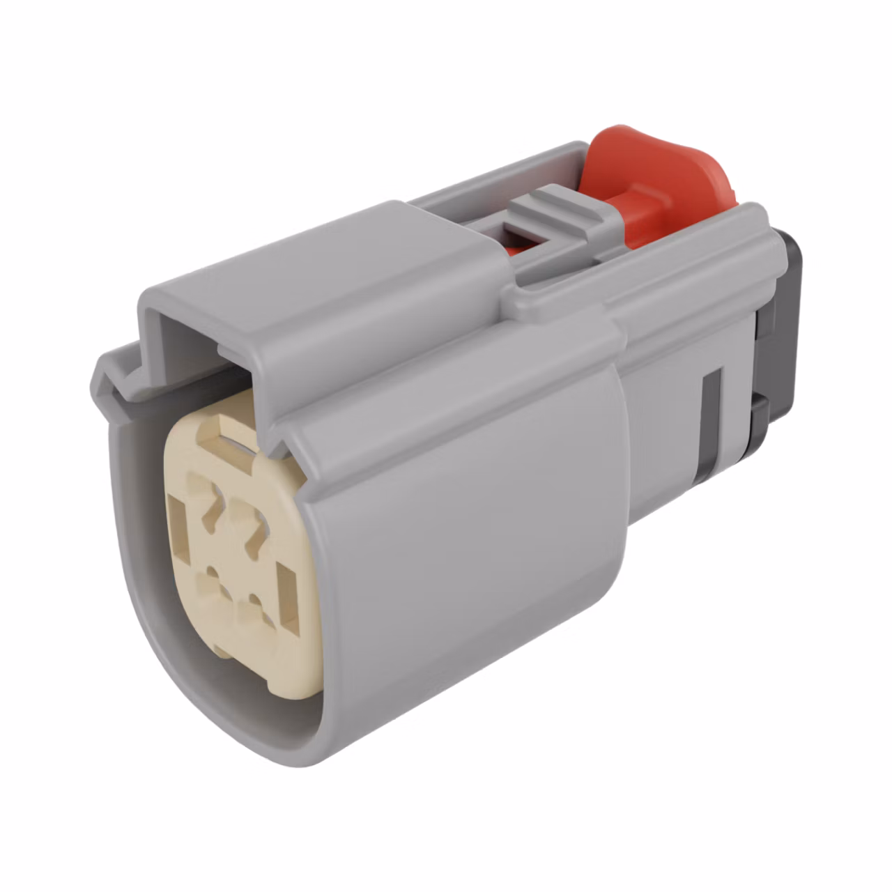 MX150 Mat-Sealed Female Connector Assembly, Dual Row, 4 Circuits, Keying  Option B, with Connector Position Assurance, with Open Lengthened Grommet Cap, Light Gray for sale