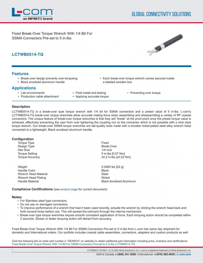 LCTWB0514-TQ product document page 1