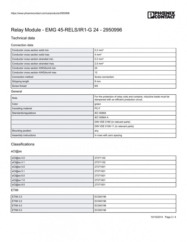 Phoenix Contact 2950996 technical document page 2