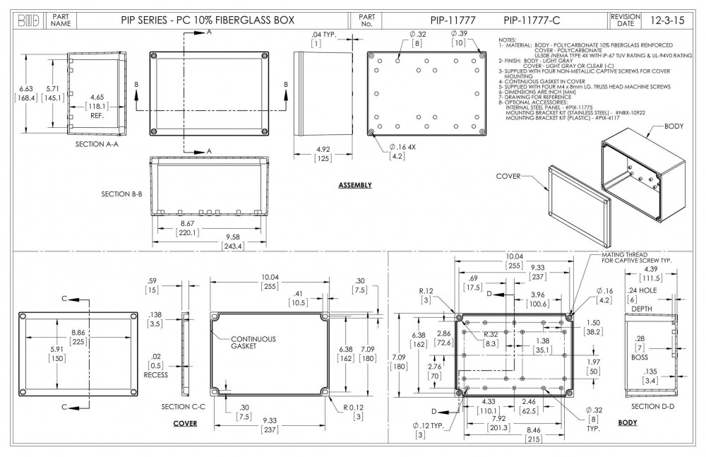 Bud Industries PIP-11777 product drawing reference
