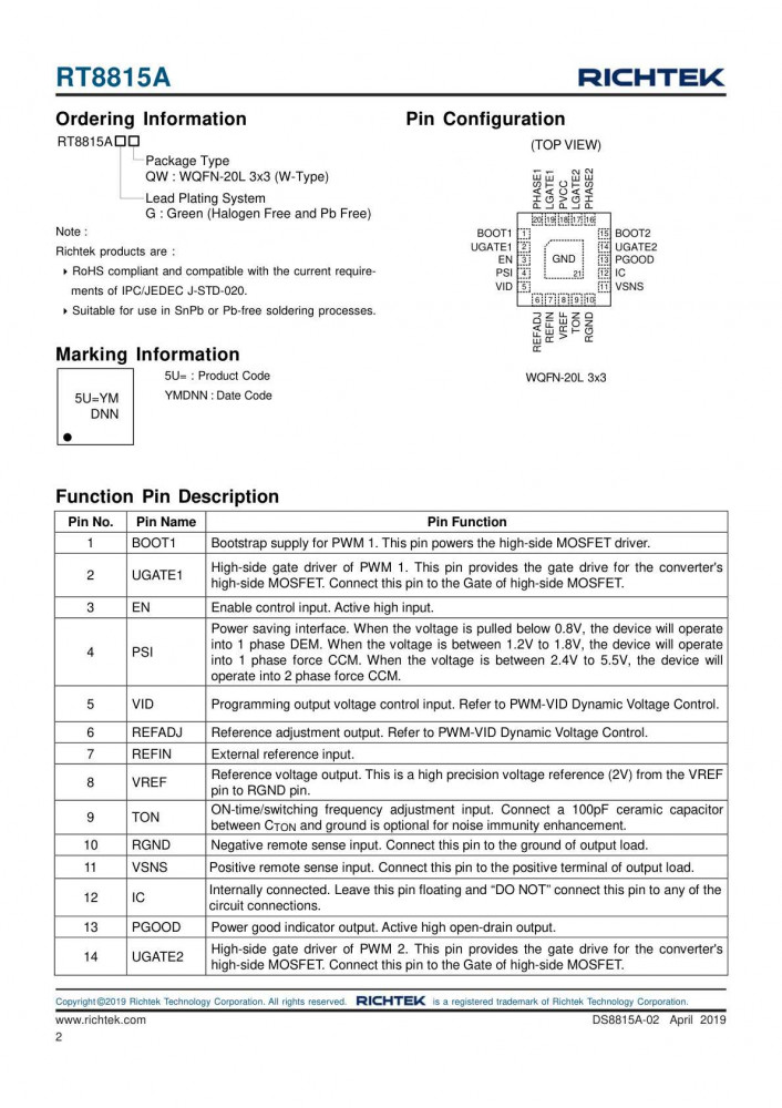 RT8815A datasheet page 2