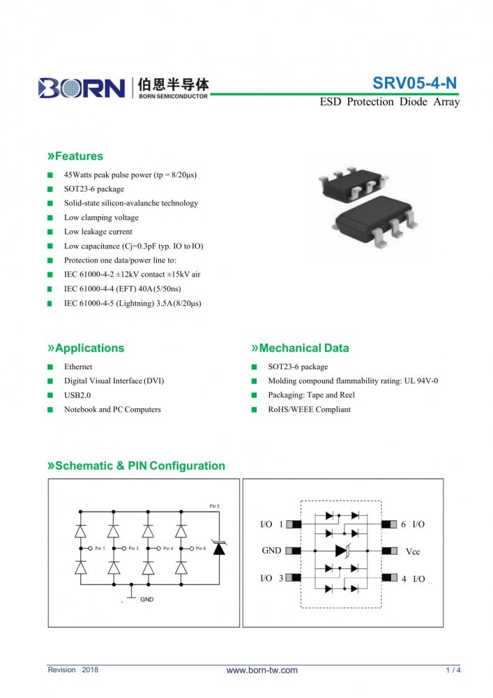 SRV05-4-N datasheet page 1