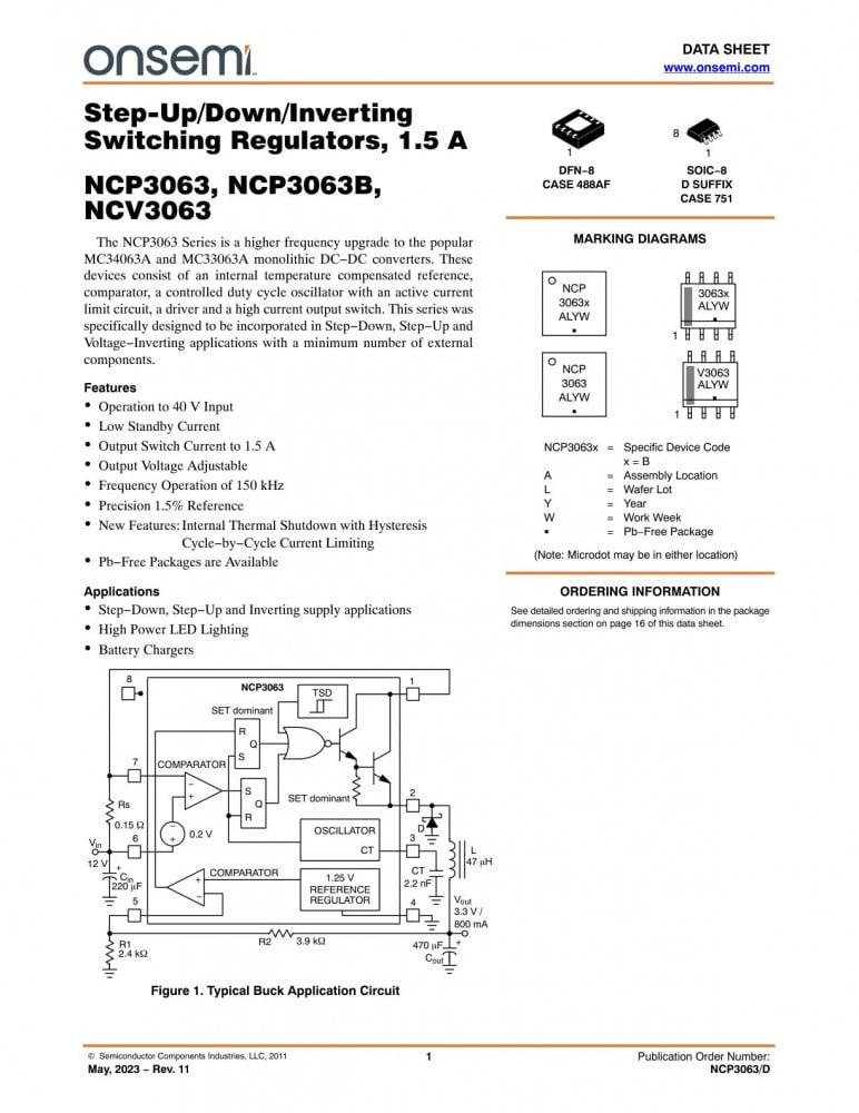 NCP3063 document page 1