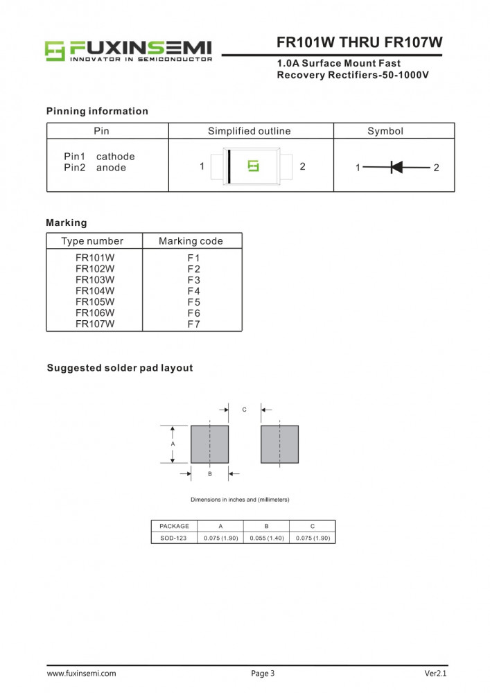 FR107W datasheet page 3