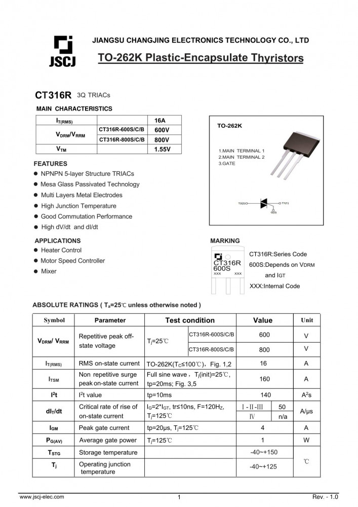 CT316R-800S datasheet page 1