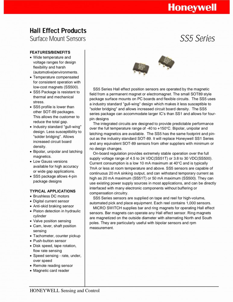 Honeywell SS5 datasheet page 2