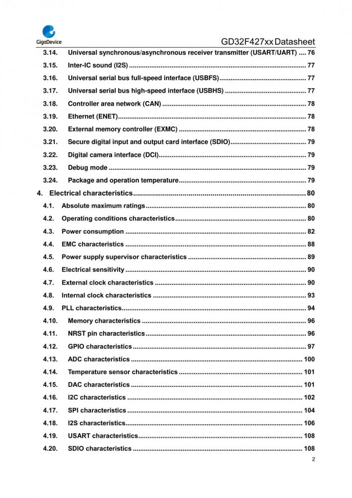 GD32F427xx datasheet page 3