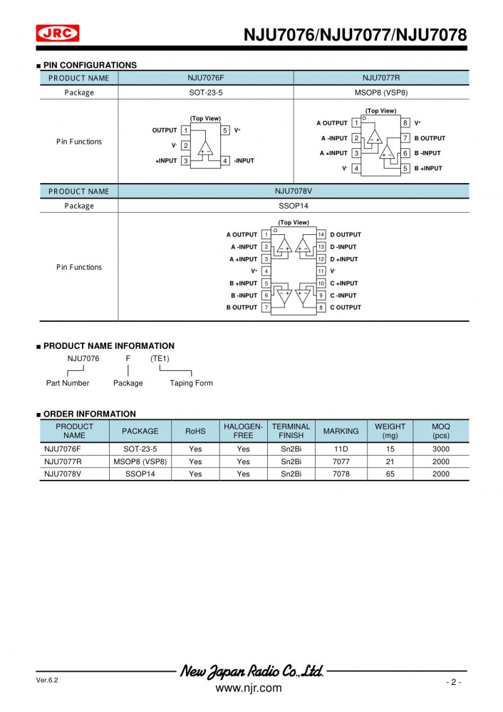 NJU7078 datasheet page 2