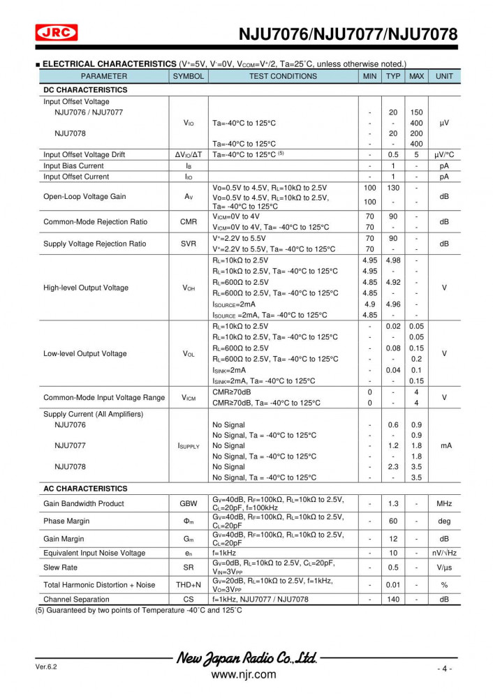 NJU7078 datasheet page 4