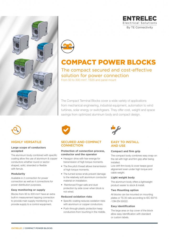 TE Connectivity compact power blocks brochure page 1