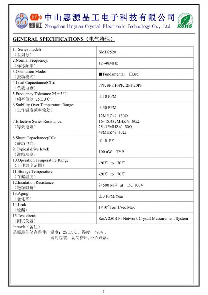 HY12MSMD2520OA1R30 technical document page 1