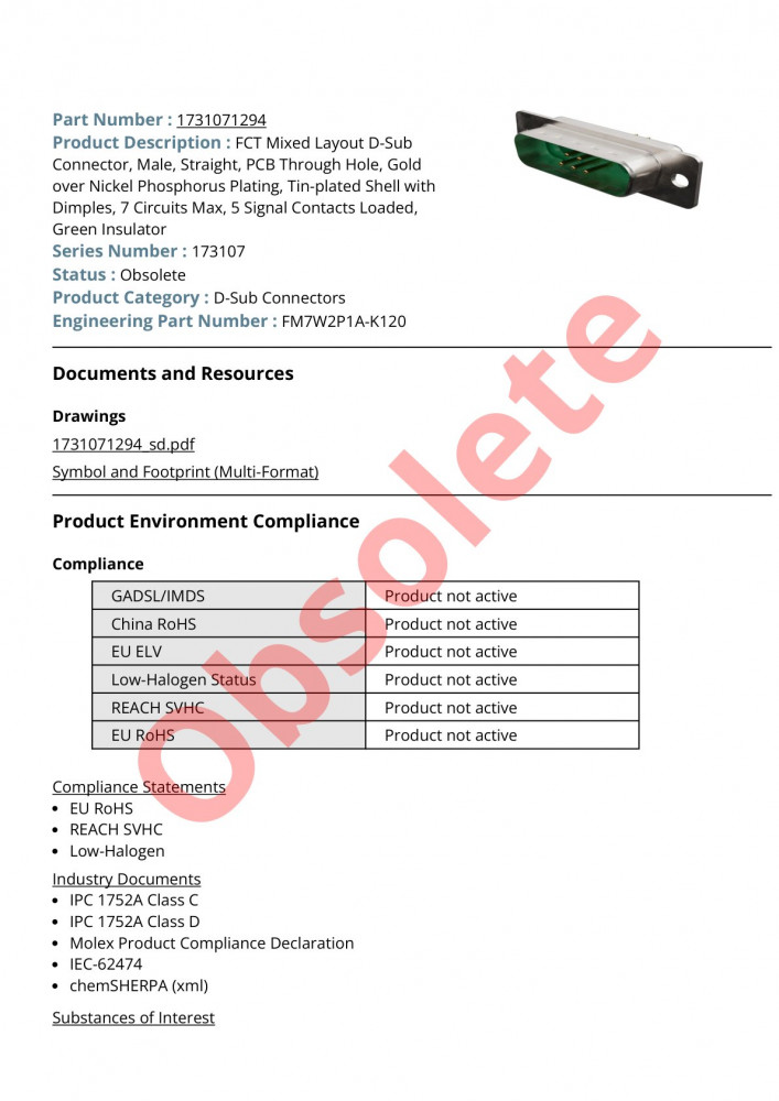 MOLEX 1731071294 technical document page 1