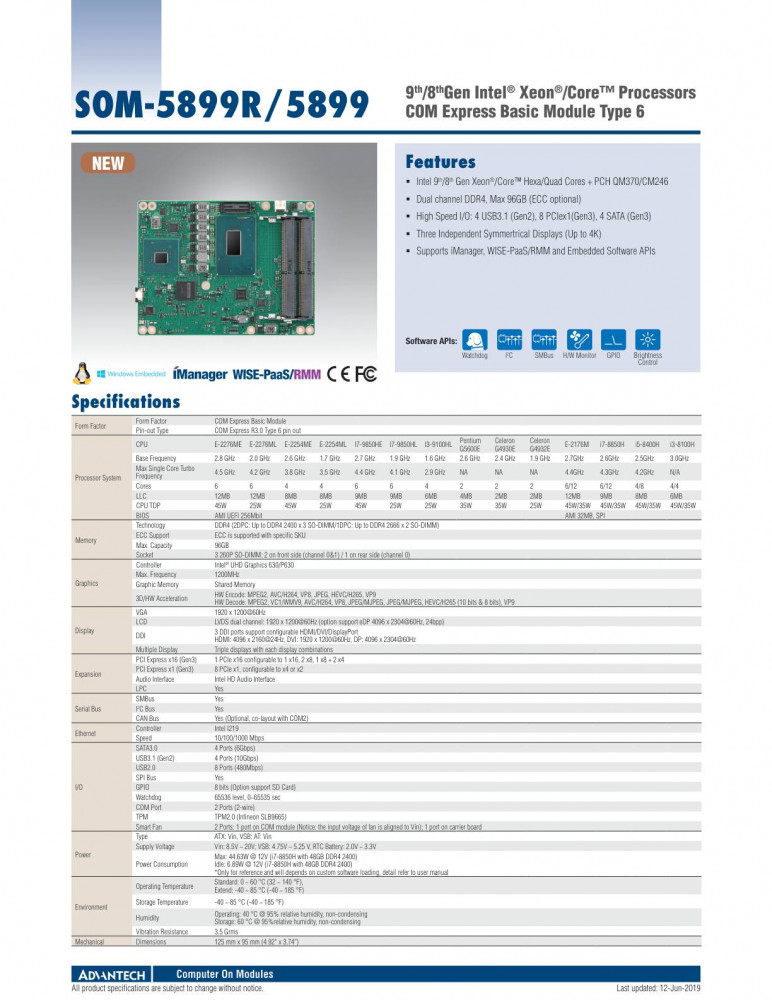 ADVANTECH SOM-5899RC7Q-U7A1 datasheet page 1