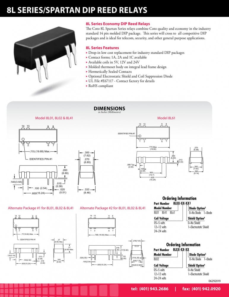 COTO 8L Series datasheet page 1