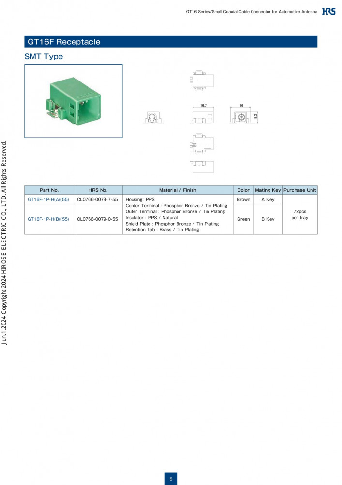 HRS GT16 series datasheet page 5