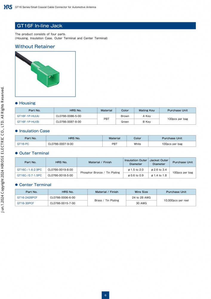 HRS GT16 series datasheet page 6