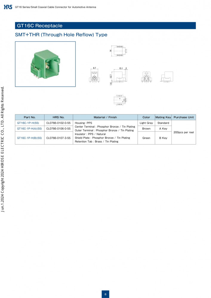 HRS GT16 series datasheet page 8
