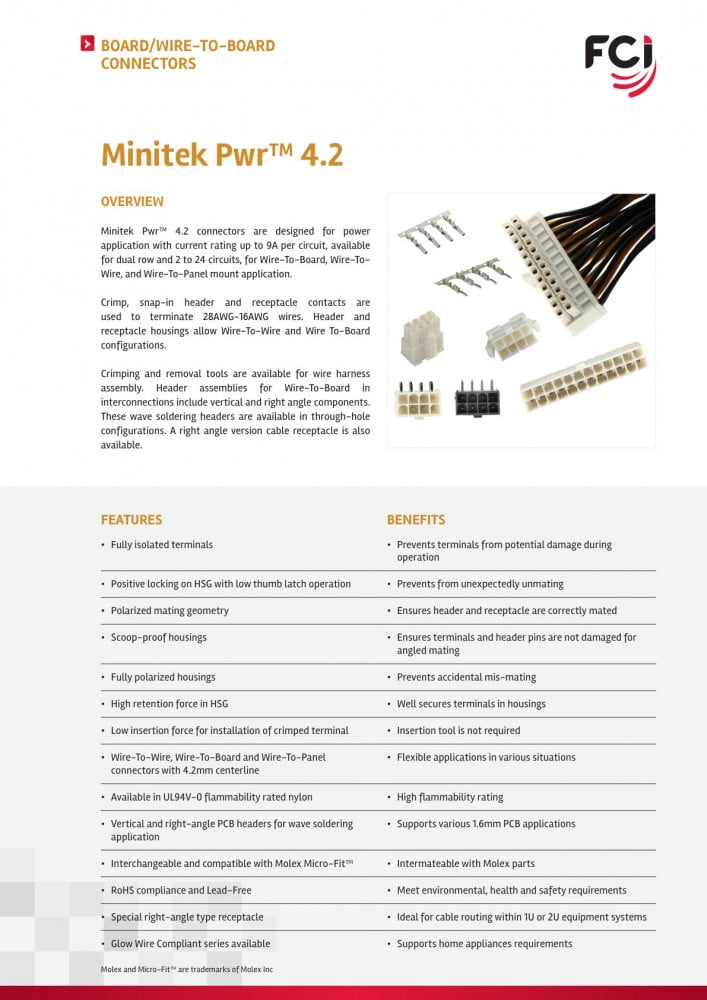 Amphenol Minitek Pwr 4.2 technical document page 1