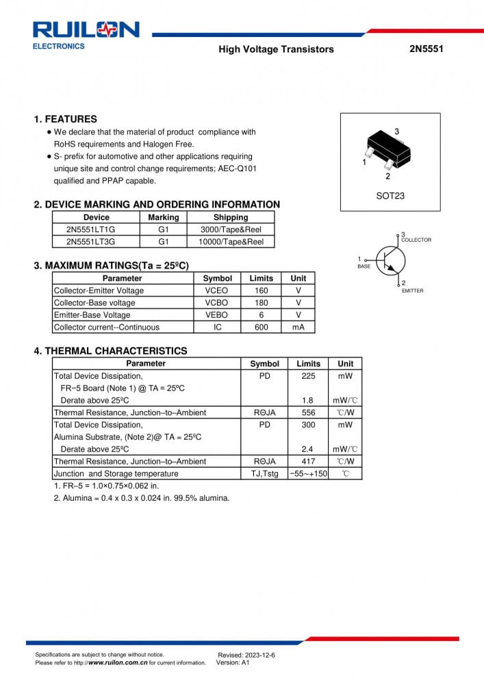 2N5551 datasheet page 1