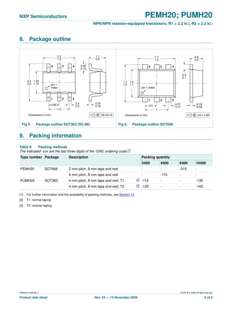 PUMH20 data sheet page 6